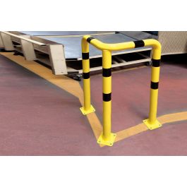 Safety Barrier Corner Steel. High impact/Hi-Vis. Mounted on base plates ...