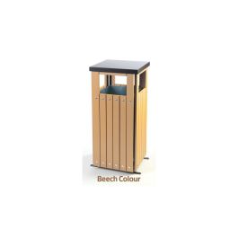 Square Wood Effect Waste Bin - 36L capacity, galvanised steel liner, UV ...